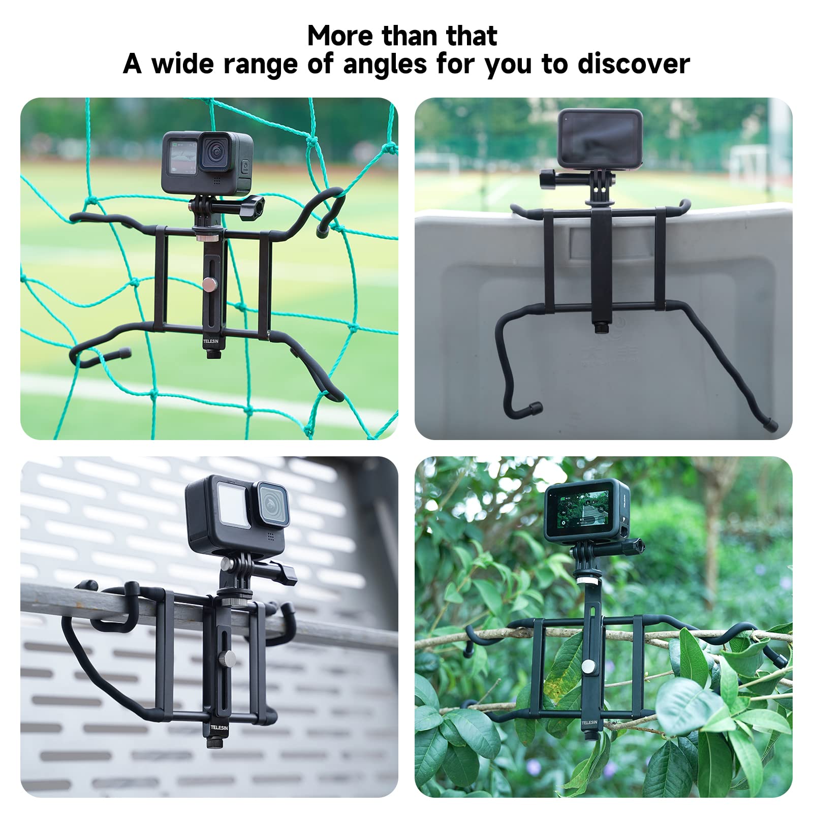 TELESIN Camera Fence Phone Mount Mevo Start Game Changer Chain Link Video Recording Accessories, Backstop Lynkspyder Clamp Clip Holder Attachment for GoPro Insta360 iPhone Baseball Softball Tennis