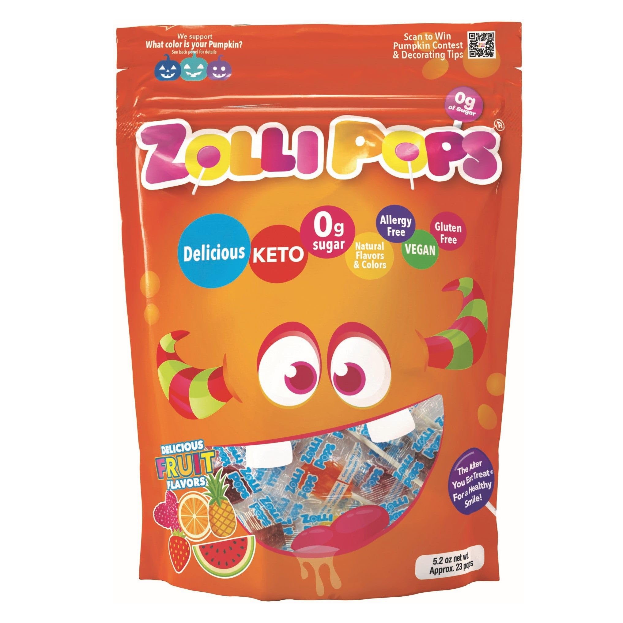 Zollipops Halloween Clean Teeth Lollipops, Assorted Flavors, 10.4 Ounce