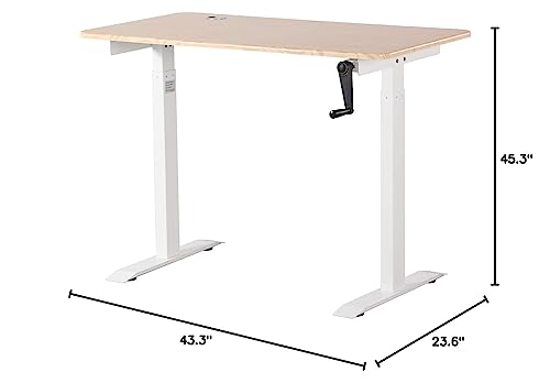UNICOO - Crank Adjustable Height Standing Desk, Adjustable Sit to Stand up Desk,Home Office Table, Computer Table, Portable Writing Desk, Study Table (Light Oak Top/White Frame - NTCSET-01-LOW)
