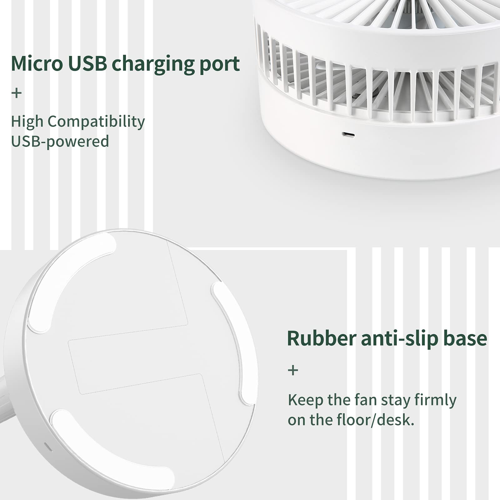 SmartDevil Stand Fan, 2-in-1 Multi-Purpose Folding Portable Telescopic Floor/USB Desk Fan with Remote Control, 4 Speeds Adjustable with 7200 mAh Battery, for Home, Office, Travel, Camping (White)