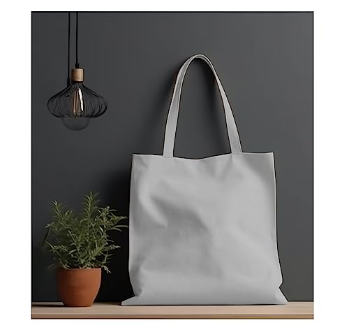 Tissaj 4 Pack GOTS Certified 100% Organic Cotton Shopping Cloth Bag - Reusable - Tote Bag - 16"x15" & 27" Handle - Groceries, DIY & Gift - White