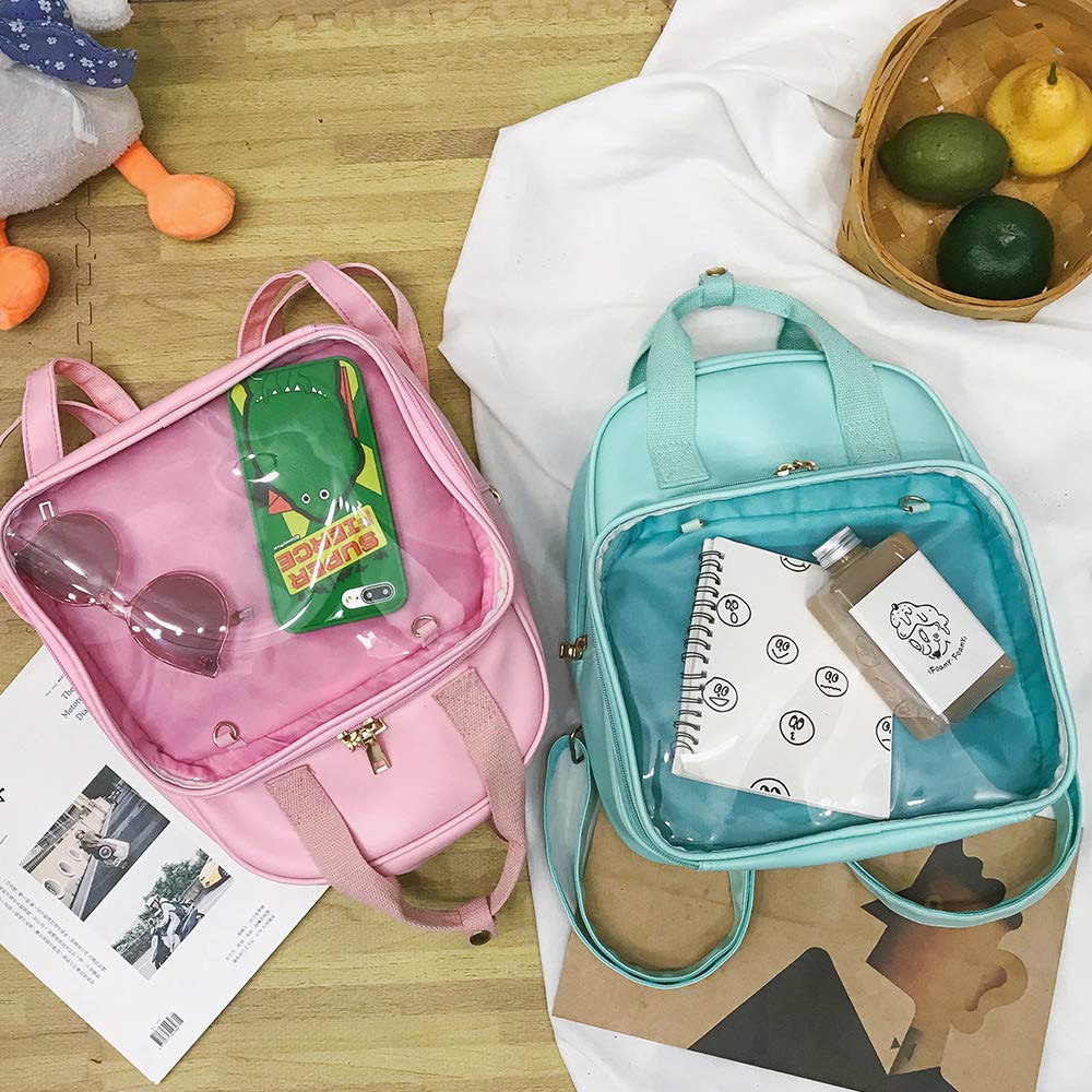 UULMBRJ Ita Bag Backpack Pins Display Purse Large Capacity Daypack Clear Window Candy Color Cute Bag , Green ,1