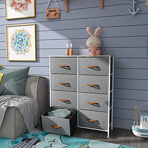YITAHOME Dresser with 8 Drawers - Fabric Storage Tower, Organizer Unit for Bedroom, Living Room, Hallway, Closets & Nursery - Sturdy Steel Frame, Wooden Top & Easy Pull Fabric Bins (Coffee)