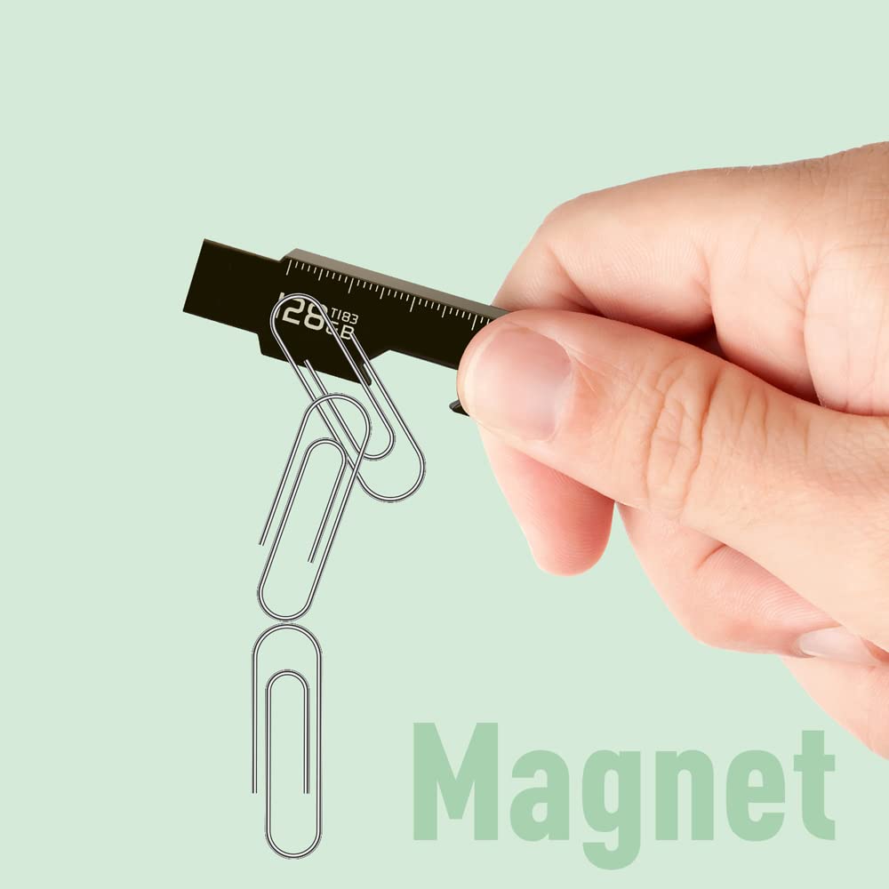 TEAMGROUP T183 128GB USB 3.2 Gen 1 3.1/3.0 Metal Magnetic Multi-Functional Read 140MB/s Flash Thumb Drive Memory Stick Compatible with PC Computer/Laptop Nickel Black TT1833128GF01