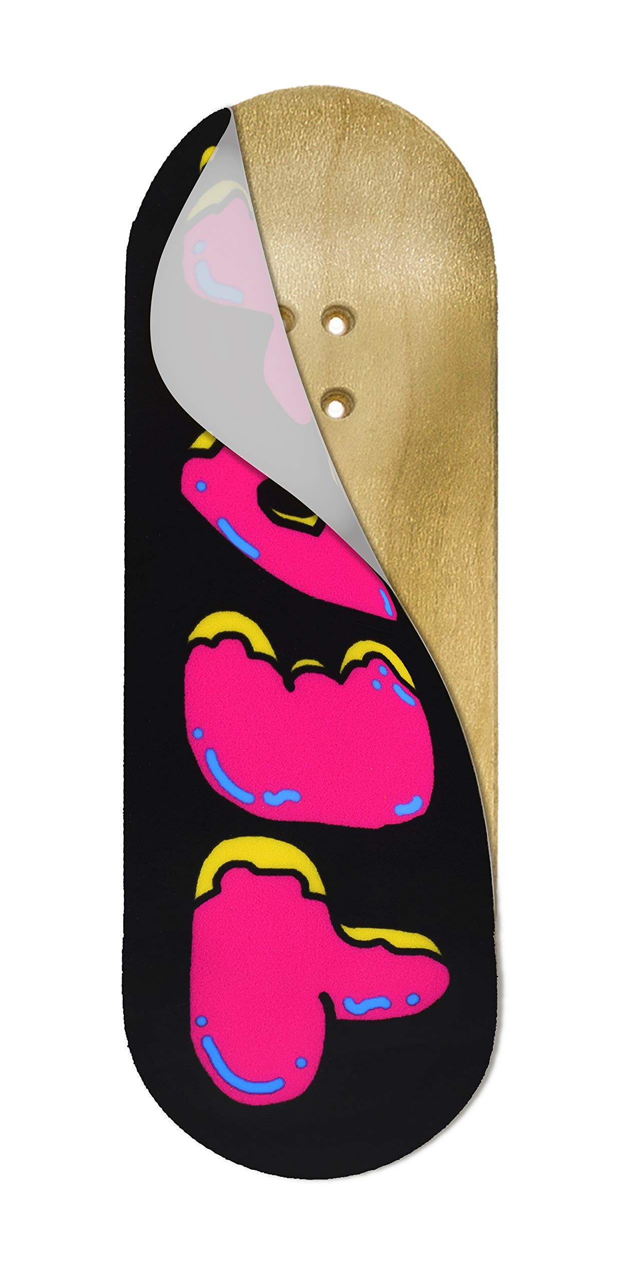 Teak Tuning Fingerboard Deck Graphic, Donut Logo - Adhesive Graphics to Customize Your 32mm - 110mm Long, 35mm Wide, 0.2mm Thick - Waterproof Vinyl