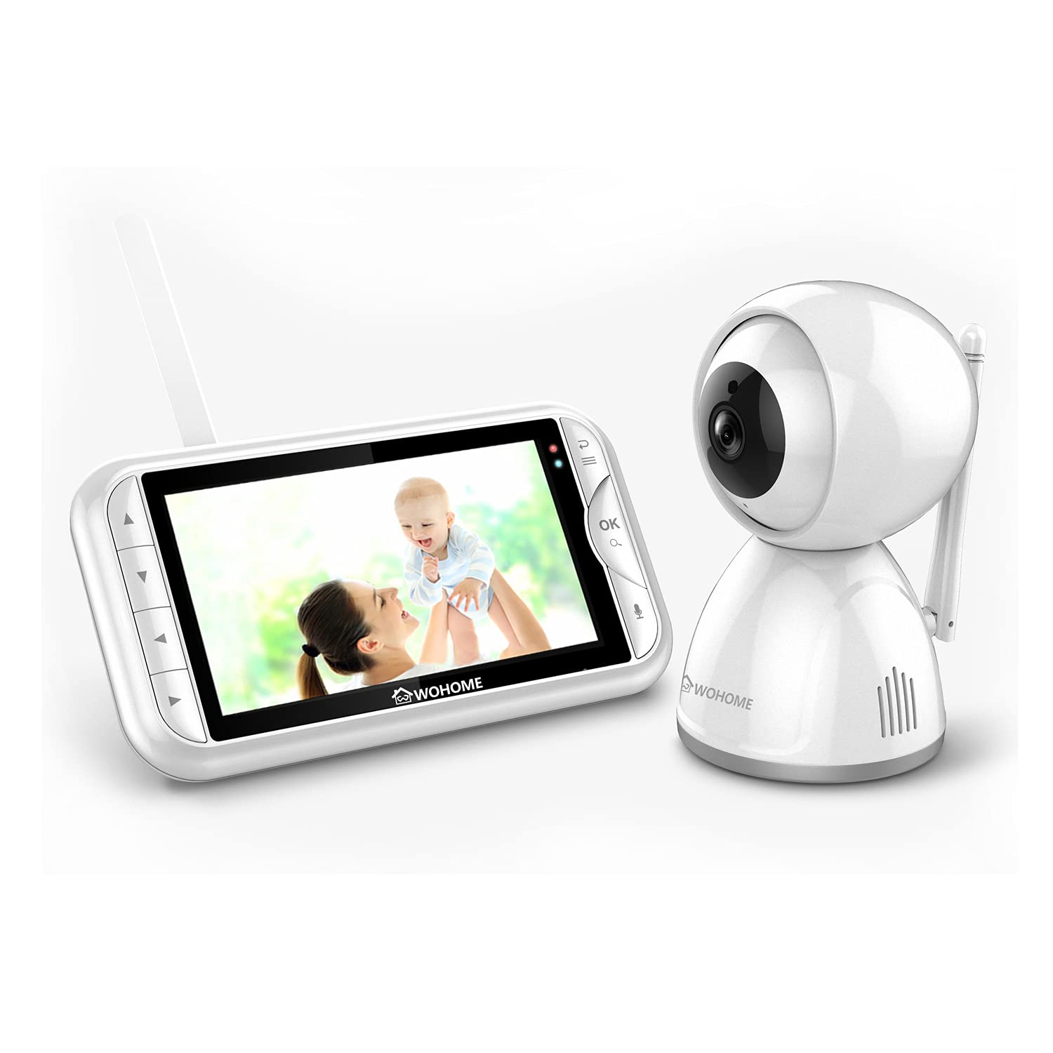 Wohome Video Baby Monitor with Camera and Audio, 5-inch 720p Display, HD Night Vision, Room Temperature,2X Digital Zoom,2-Way Talk,900ft Range