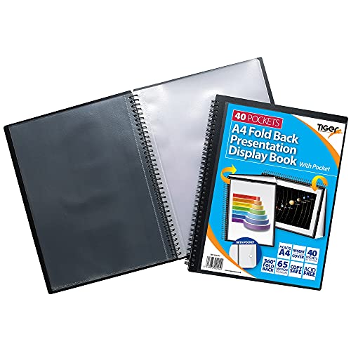 Tiger Stationery Jumbo A4 Spiral Display Book (One Size) (Black/Clear)