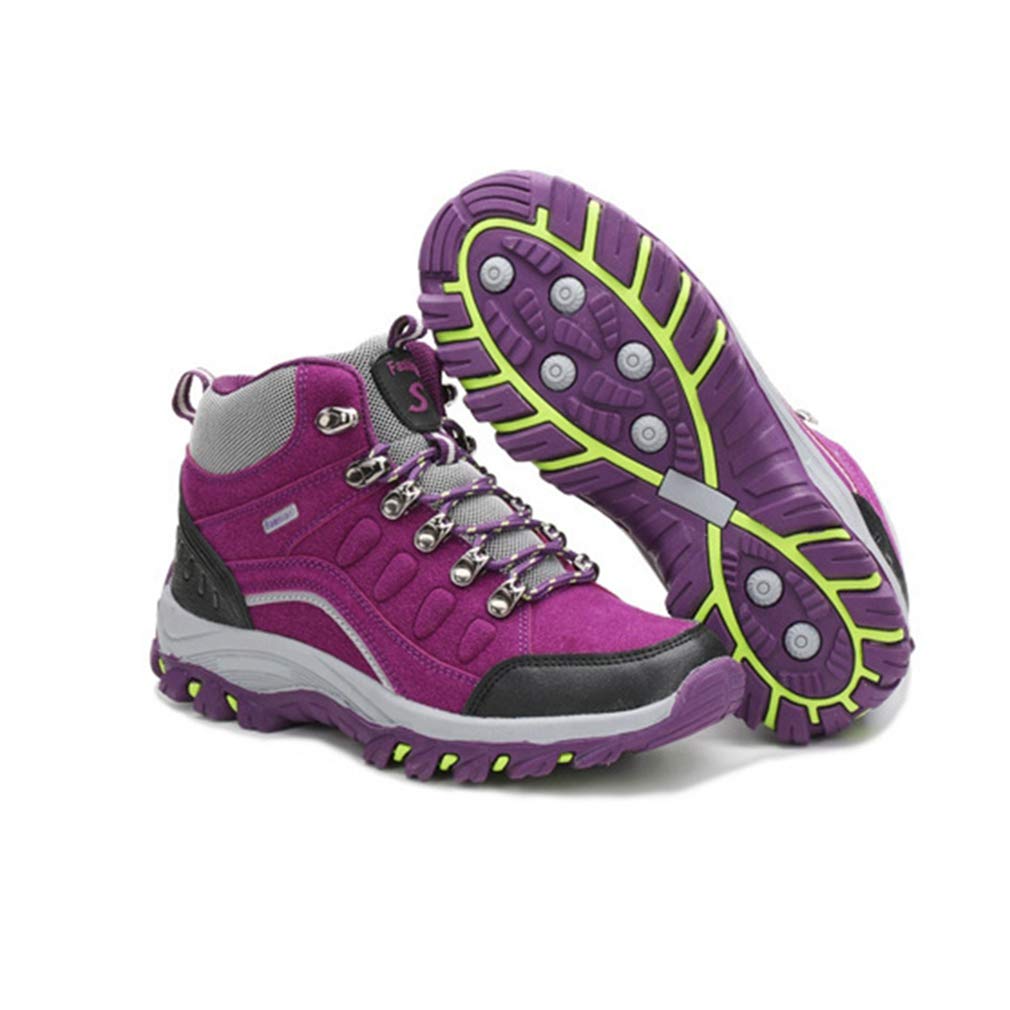 Women's Waterproof Hiking Boots Outdoor Running Trail Hiker High-top Non-Slip Casual Climbing Shoes Purple
