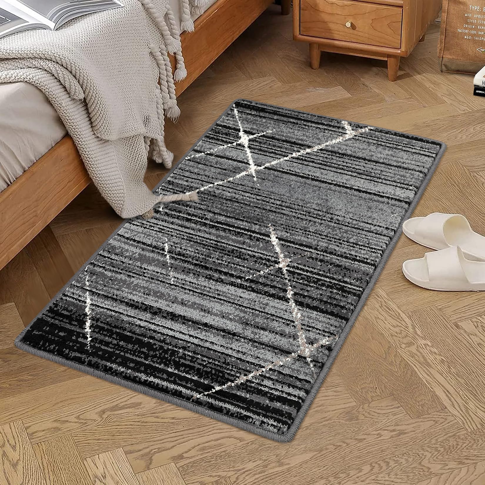 WESTLOOM Area Rug 2x3 Modern Abstract Doormat Retro Accent Mat Indoor Entrance Kitchen Rug Contemporary Indoor Mat Soft Door Mat Boho Plush Small Rug Living Room Bedroom Grey