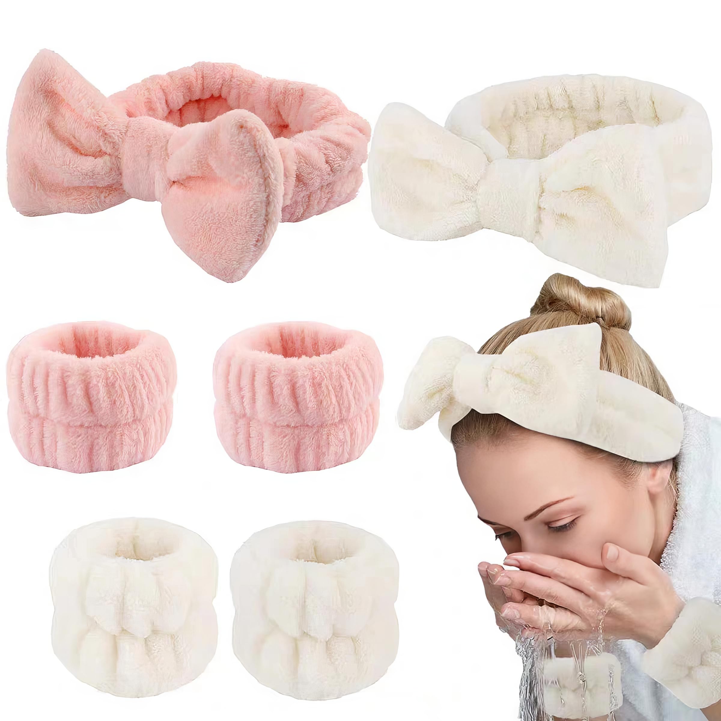 XiaLanXuan 9-Pack Soft Spa Headbands & Wristband Set - Elastic Microfiber Towel Bands for Women's Girls' Face Washing, Yoga, Sports - Random 8 Colors