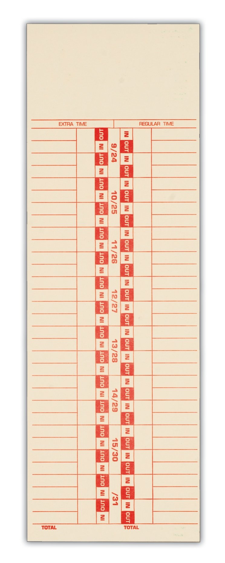 TOPS Time Cards, Semi-Monthly, 2-Sided, 3-1/2" x 10-1/2", Manila, Green/Red Print, 500-Count (1277)