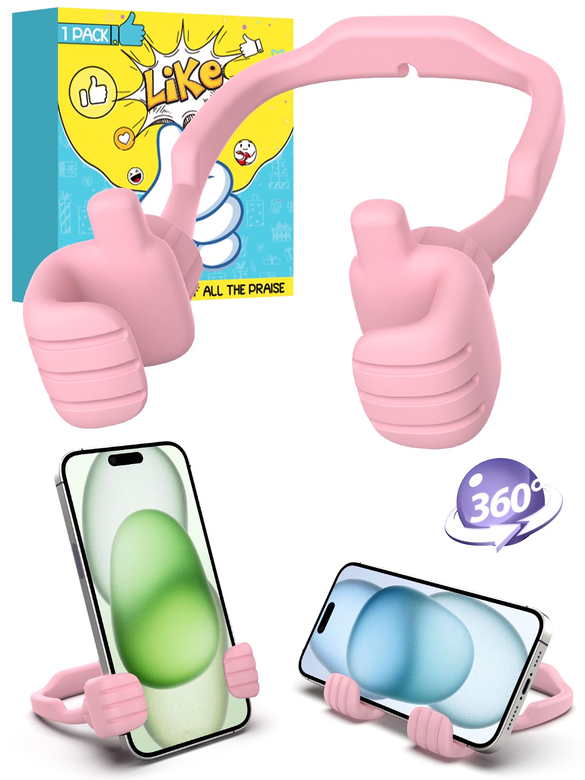 Stocking Stuffers for Teens Boys Girls Teenage Men Women Kids Gifts for Men Christmas: Thumbs Up Lazy Phone Stand Holder Gadgets Dad Father Mother Mom Husband Wife Adults Who Have Everything (1, Pink)