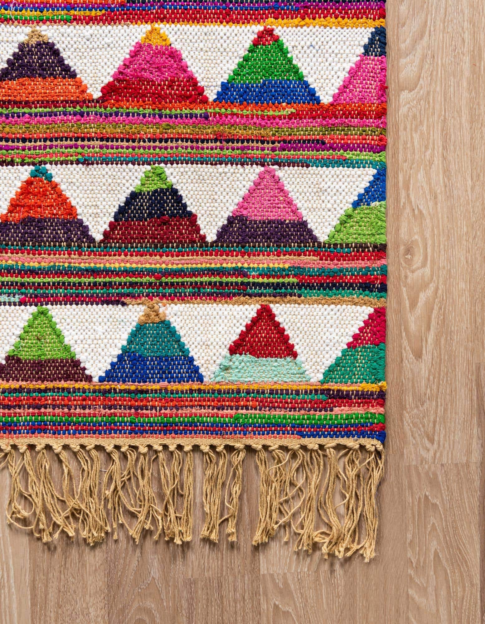 Unique Loom Chindi Trellis Collection Modern, Geometric, Bright Colors, Southwestern Area Rug (9' 0 x 12' 0 Rectangular, Multi/Ivory)