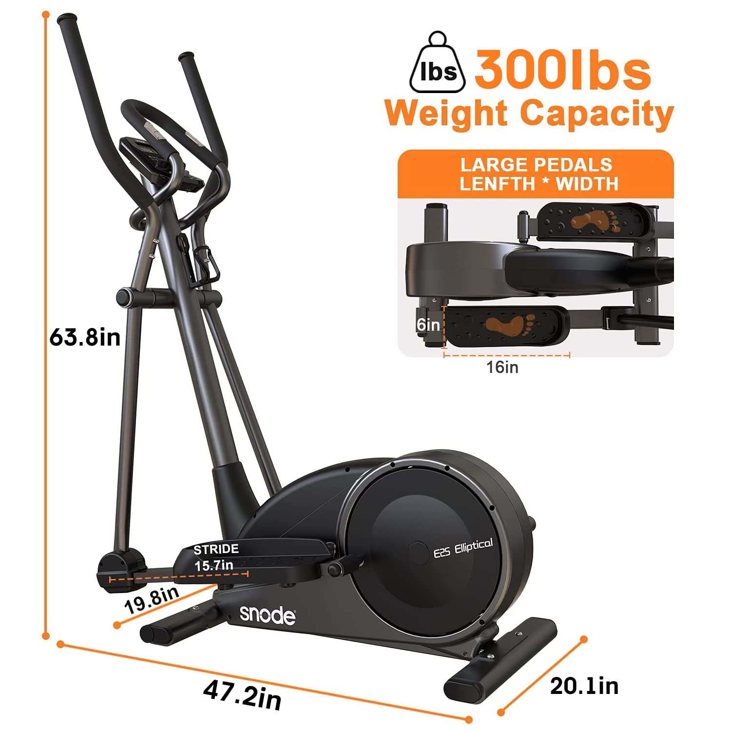 SNODE Programmed Magnetic Elliptical Machines for Home Use with Free APP - Eliptical Trainer Home Workout Equipment with 32 Level Resistance,Pulse Tension, Intelligent Workout App, LCD Display