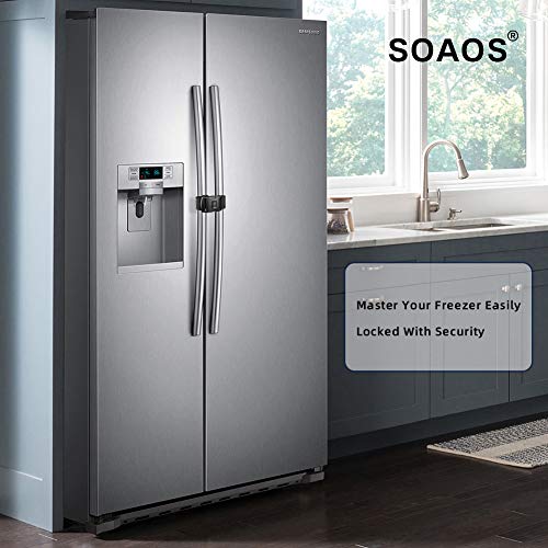 Soaos Fridge Freezer Refrigerator Cabinet Lock Latch, (2 Packs) Multi Use 3 Digits Combination French Door Guard for Toddlers Children Kids Special Needs, No Drill No Screw No Adhesive