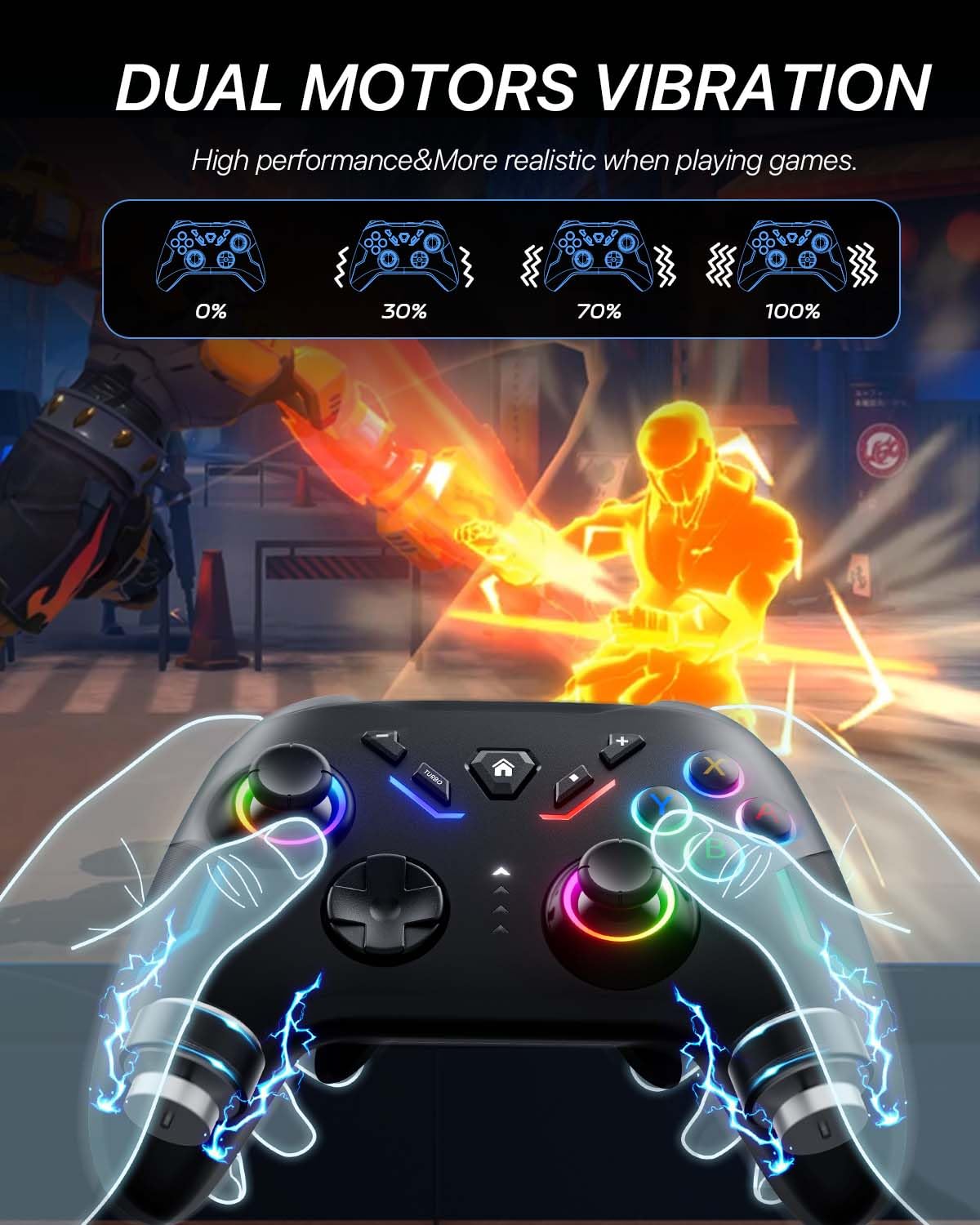 Switch Controllers, Nin-tendo Switch Controller Compatible with Switch/Switch Lite/Switch OLED/IOS/Android/Windows, Wireless Switch Pro Controller with LED Color Light/Dual shock/Turbo/Motion Control