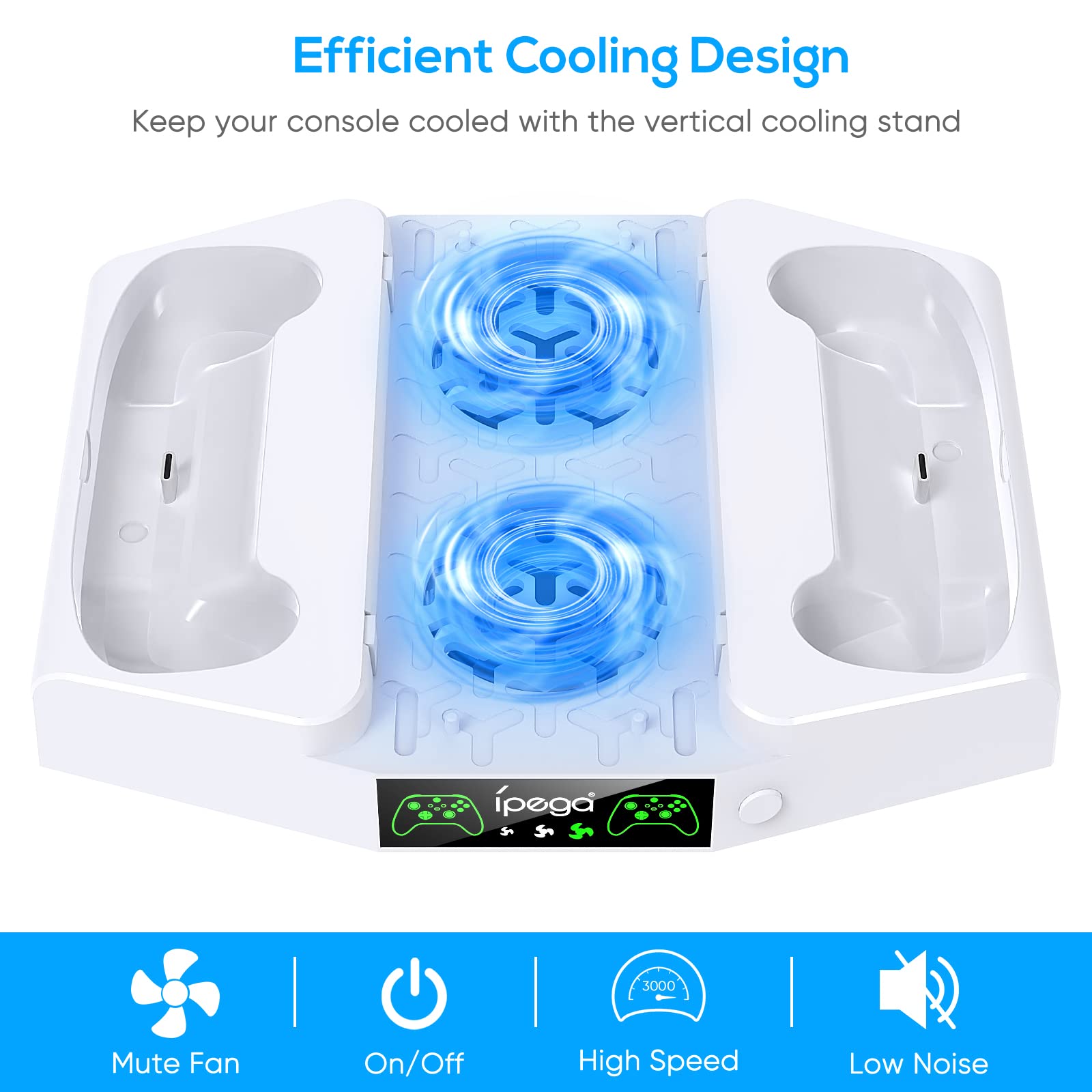 YUANHOT Cooling Stand with Headset Holder Compatible with Xbox Series S, Accessories Cooling Fan Charging Station Dock with Controller Charger and Cooler System - White