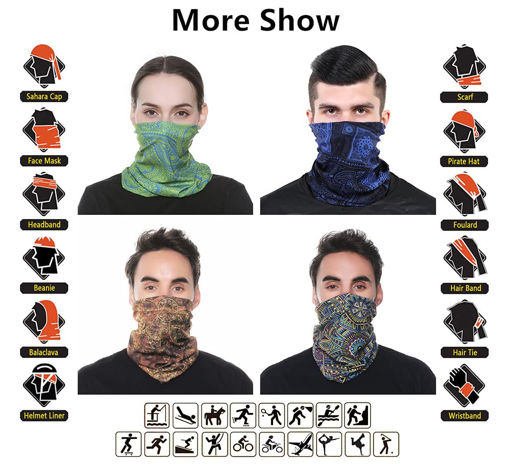 VANCROWN Head Wrap Headband Headwear Neck Gaiter Face Mask Magic Scarf Balaclava Bandana