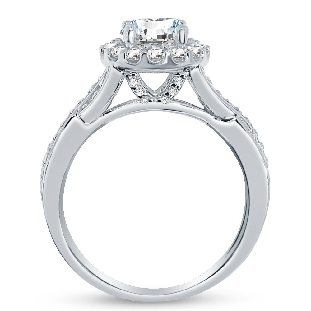 Size - 10-14k White Gold Round Infinity Twist Halo Cross Over Solitaire Engagement Ring CZ Cubic Zirconia (1.50cttw., 1.0ct. Center)