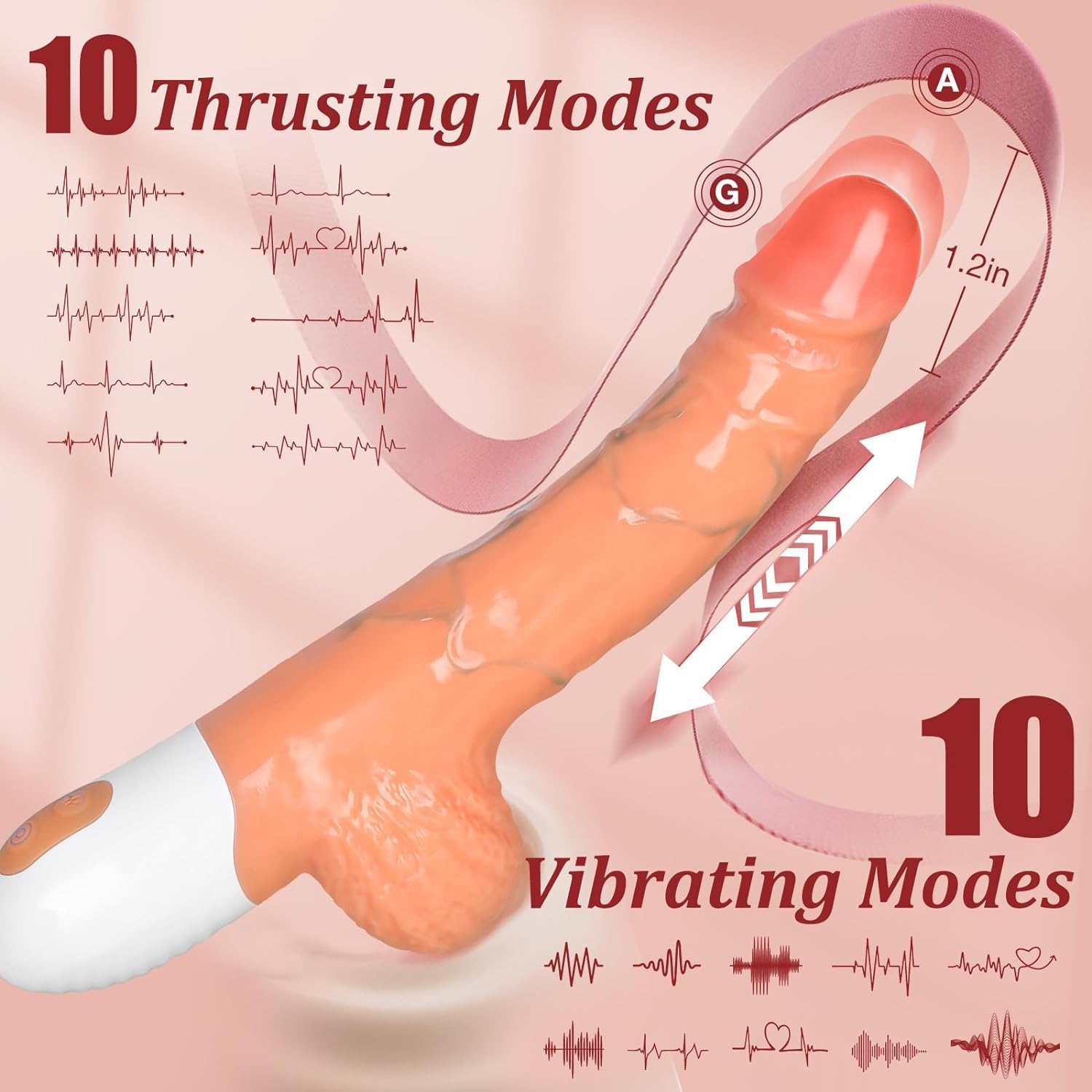 Sex Machine Realistic Thrusting Dildo for Women with 10 Thrusting & Vibrating Modes, Remote Control Adult Toys & Games for G Spot Clitoral Anal Stimulation, Silicone Vibrator for Men and Couples