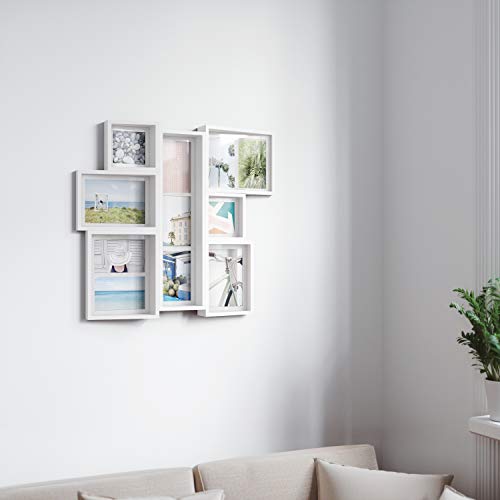 Umbra Edge Multi Wall Display – Collage Frame for Family Photos, Holiday Pictures and Prints, White