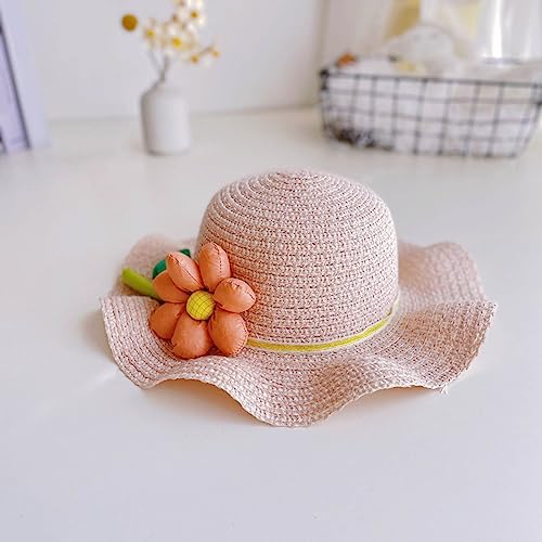 Toddler Swim Hat Girl Toddler Girls Sunscreen Hat Summer Bow Sun Hat Hat Braided Hat Beach Hat Sun Hat (Pink, One Size)