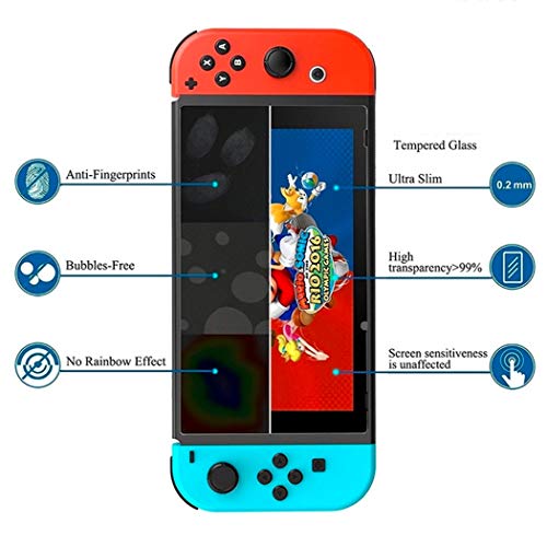 VANJUNN Ultra Slim Tempered Glass for Nintendo Switch(2 Pack), 0.18mm Screen Protector Dockable with Case HD Clear Cover Film for Nintendo Switch with Anti-Scratch Design(fit dockable case)…