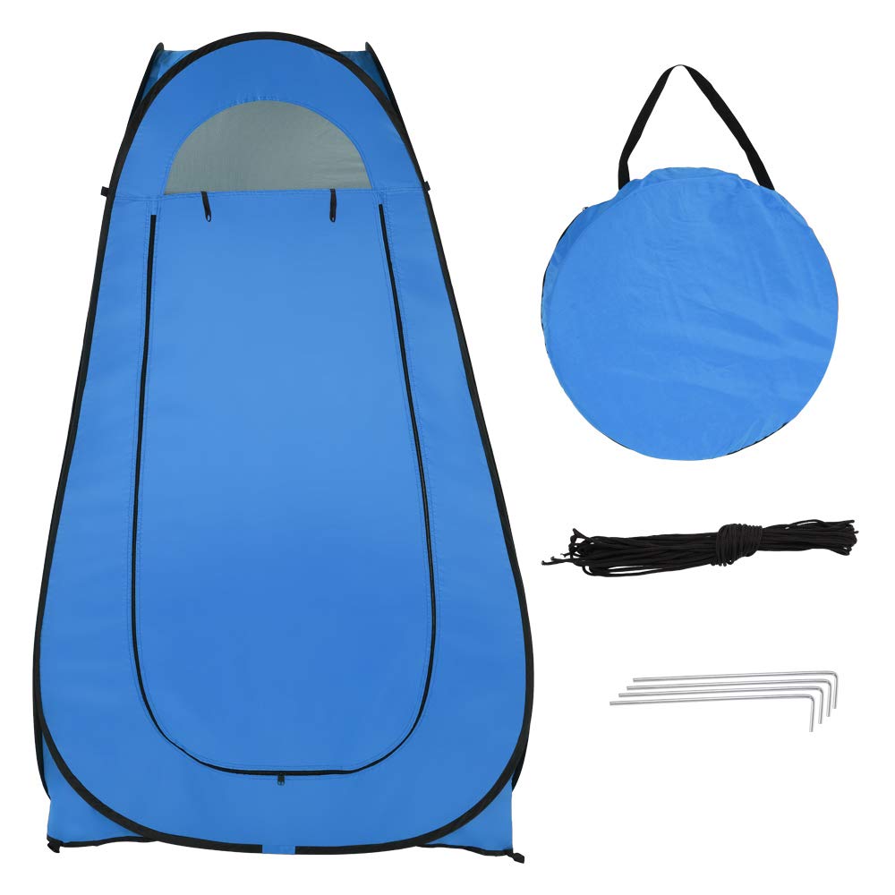 Volowoo Pop Up Shower Changing Room Privacy Tent, Instant Portable Outdoor Shower Tent, Camp Toilet, Rain Shelter for Camping & Beach Lightweight & Sturdy, Easy Set Up, Foldable,with Carry Bag (Blue)