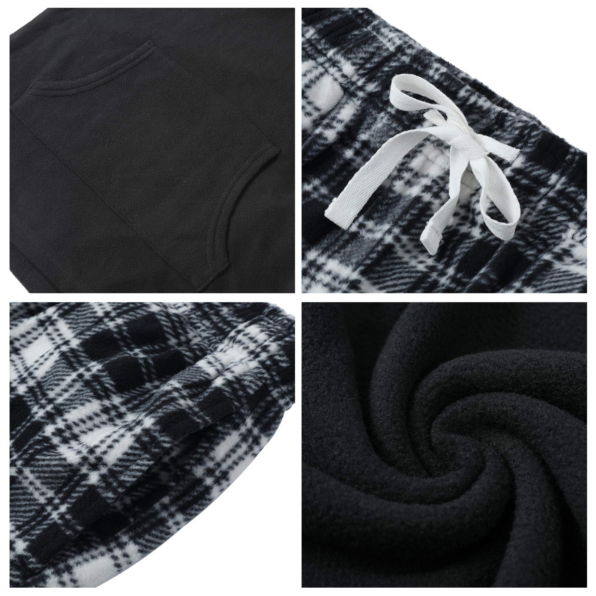 U2SKIIN Mens Pajama Set, Plaid Pajamas for men Long Sleeve Sleepwear Warm Pjs Set with Pockets(Black/Red-Black Plaid, XL)