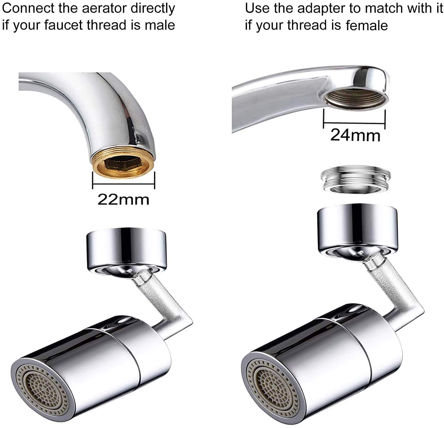 Universal Filter Aerator Faucet 720, Rotatable Kitchen Faucet, Anti-Splash 4-Layer Net Filter Faucet, Oxygen-Enriched Foam Leakproof Double O-Ring Sprayer Faucet