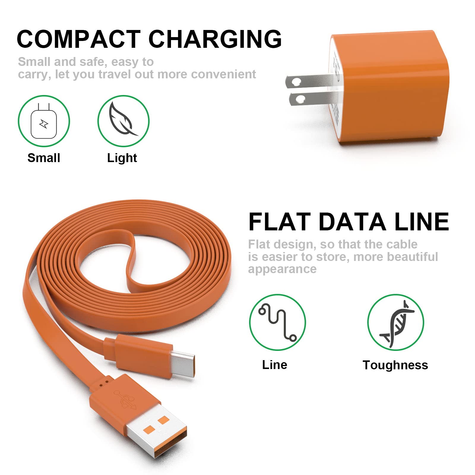 Xivip Replacement Charge 4 Charging Cord Charger Adapter Compatible with JBL Charge 4, JBL Charge 5, JBL Flip 4, JBL Flip 5, JBL Pulse 4, JR POP, Endurance Peak Wireless Speakers, Orange, 3.3ft