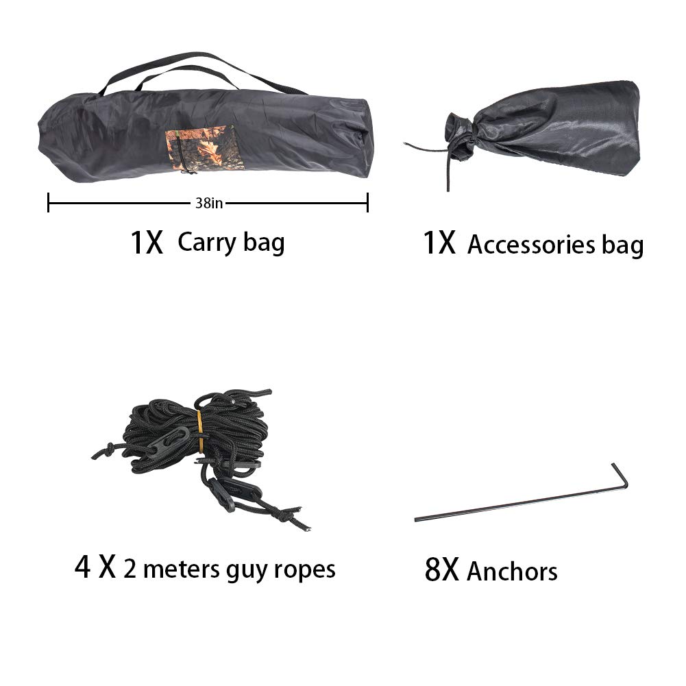 Vulture Pop-up Portable 3 Person Ground Hunting Blinds, 58 x 58 x 67 inches Camo Pattern Oxford Fabric