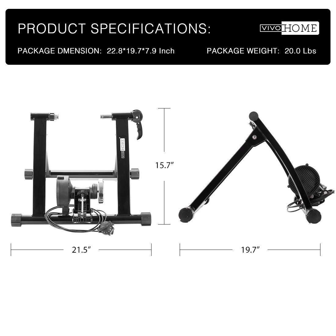 VIVOHOME 6 Variable Speed Level Heavy Duty Steel Indoor Bike Trainer Stand 26" to 29" Bicycle Riding Exercise Machine with Magnetic Flywheel