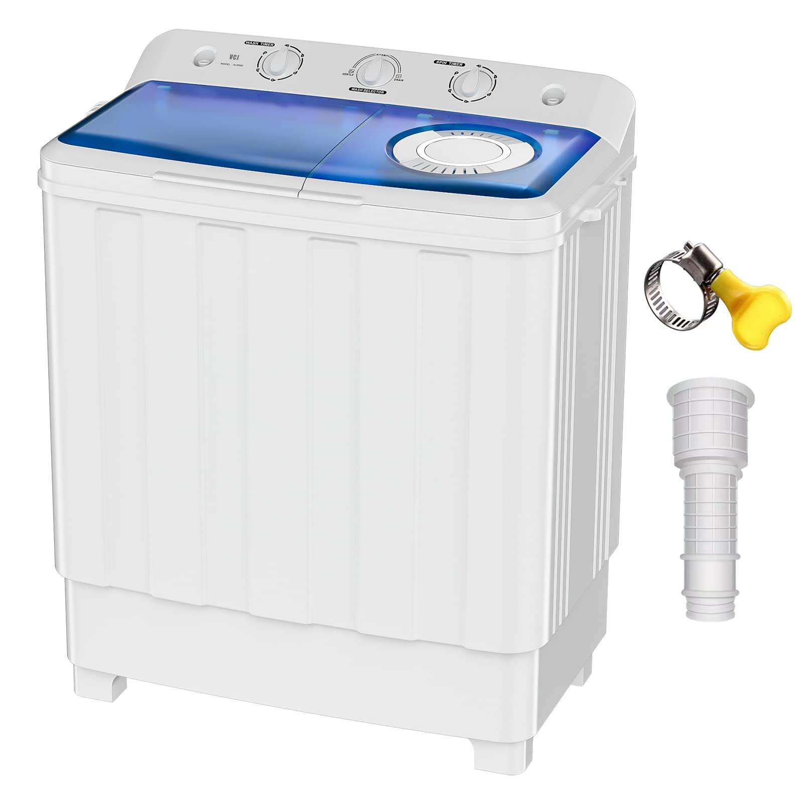 VCJ Portable Washing Machine, Twin Tub Washing Machine Laundry Compact Washer spinner Combo with 28lbs capacity, 18Lbs Washer and 10Lbs Spinner dryer for Apartments RVs and Dorms