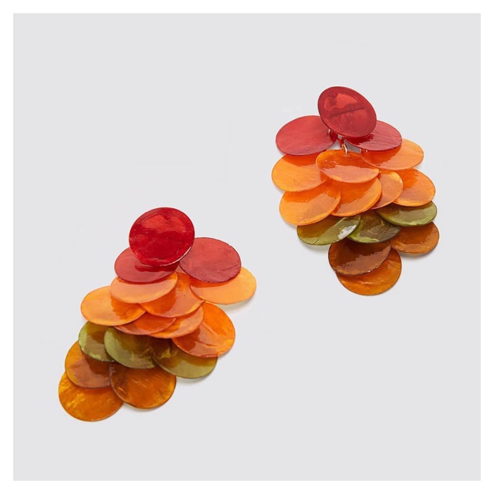 ZMANYIJEW Rainbow Acrylic Tassel Earrings for Women Colorful Leaf Flower Earring Bead Rainbow Earring for Women(B)