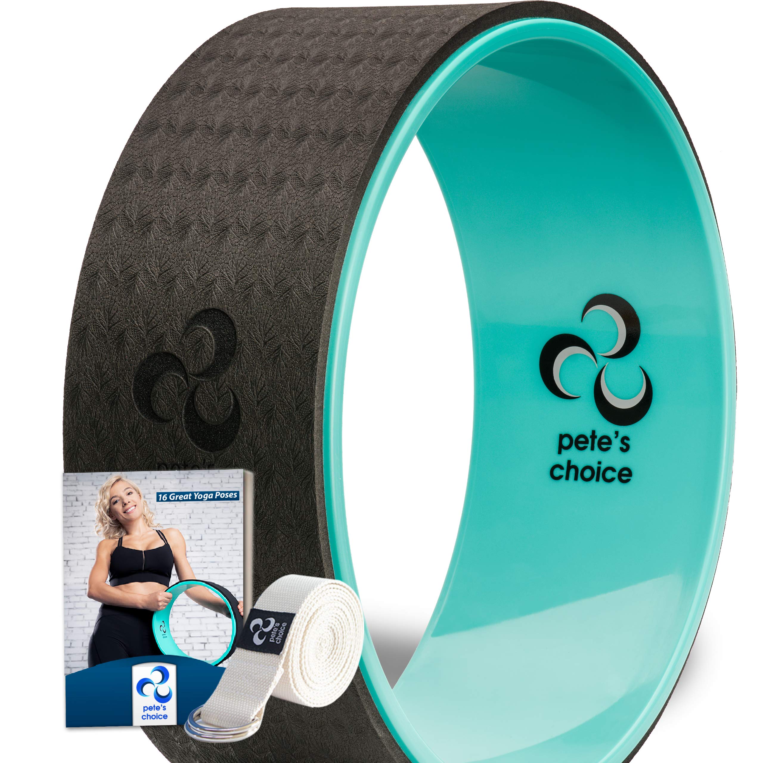Yoga Wheel with eBook & Yoga Strap - Comfortable & Durable Yoga Balance Accessory | Increase Flexibility | Ideal Home Yoga Kit I Improve Posture