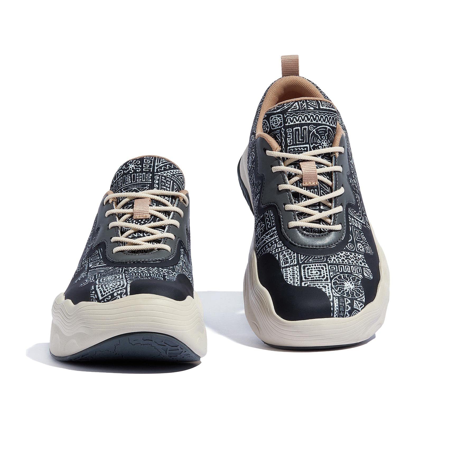 UIN Women's Chunky Platform Fashion Sneakers Walking Casual Comfortable Art Painted Travel Hiking Shoes Catalonia Ⅲ Geometric Dream (8)