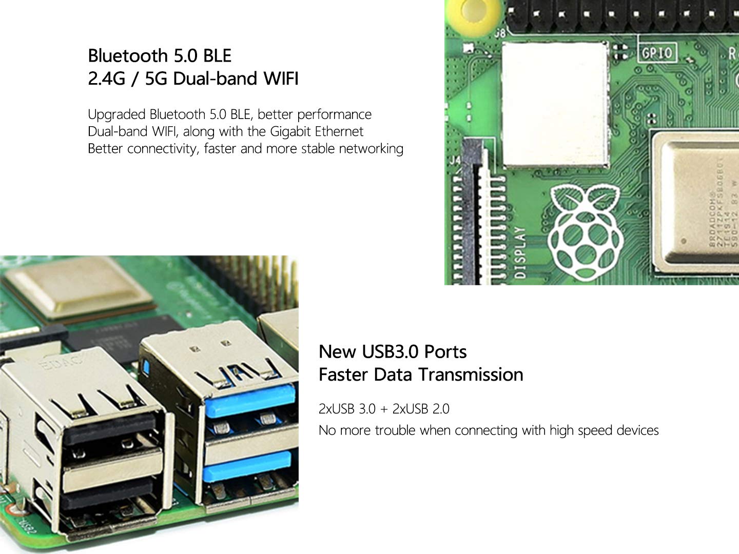 Waveshare Accessory Compatible with Raspberry Pi 4 Model B 2GB RAM with Powerful Processor Faster Networking Support Dual 4K Output and Different Choice of RAM Comes with a Copper Heat Sink