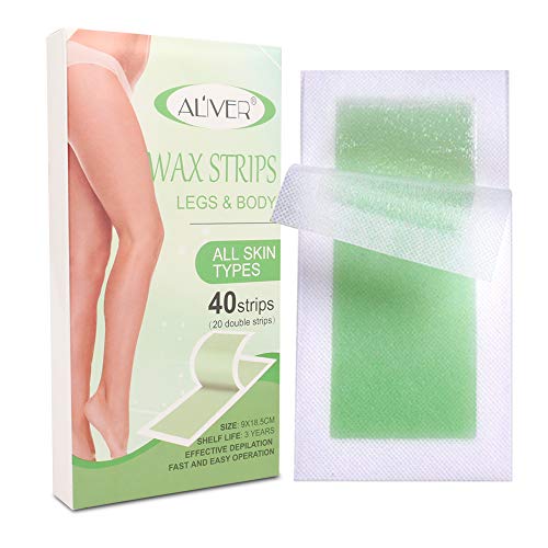 Wax Strips Hair Removal, No Wait Time, Keep Skin Smoothness, Fast & Easy At-Home Depilation, for Arms, Legs, Armpits, Face, Bikini Line, 40 Strips