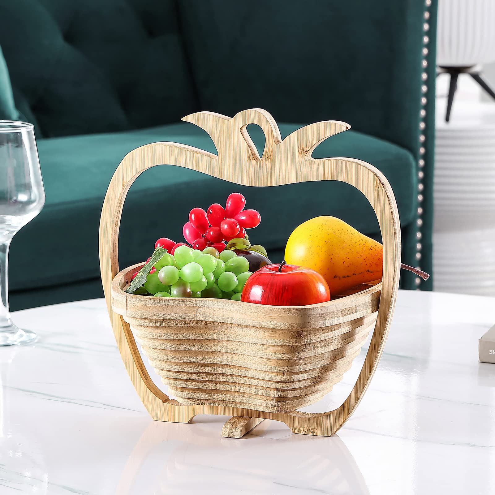 ZJX0769 Pineapple Fruit Foldable Basket in Healthy & Reusable Wooden Tray Gourmet Fruit Box Best Gift for Holiday Kitchen Party