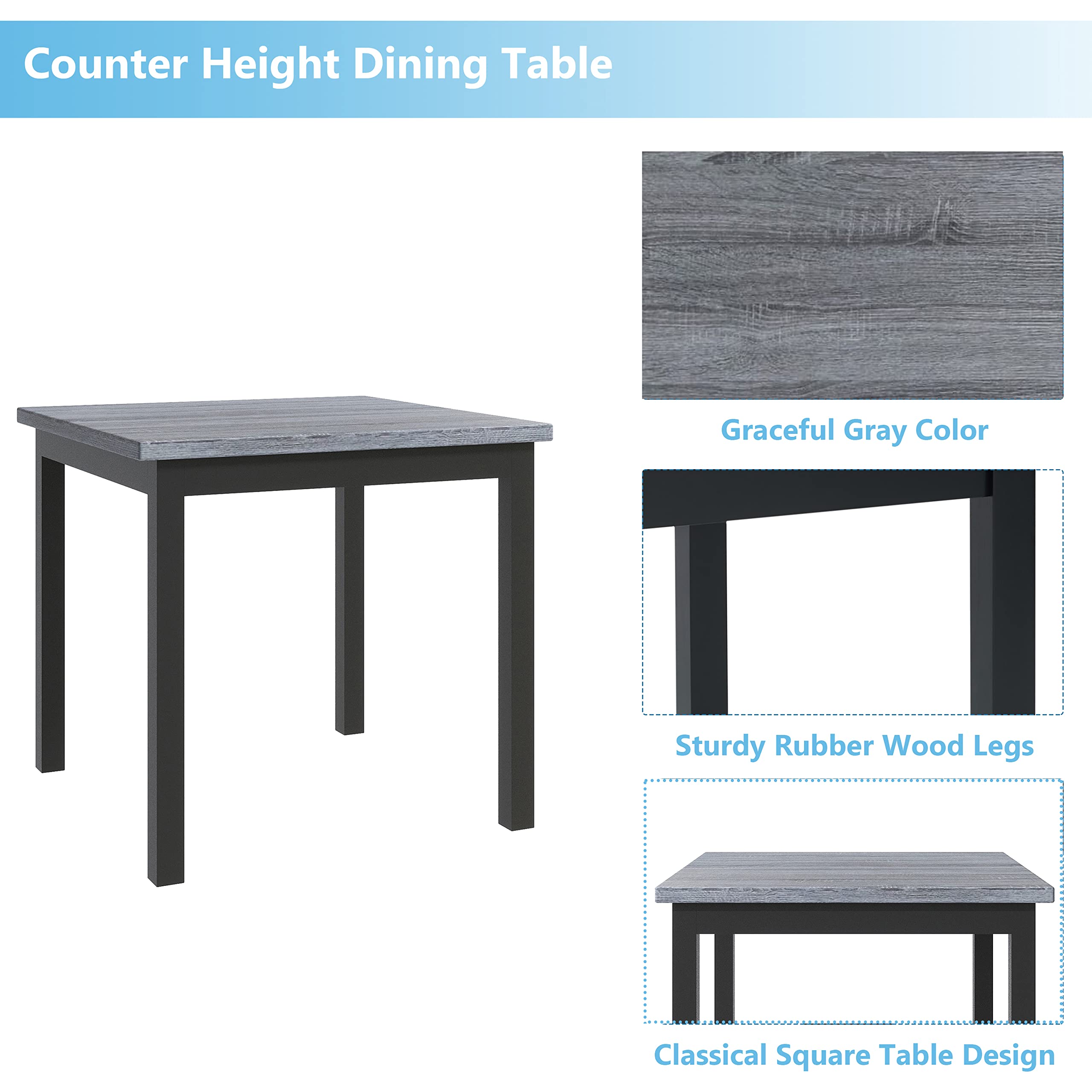 Voohek 5-Piece Rectangular Dining Table Set with 4 X-Back & Rounded Corners Chairs, Solid Wood Kitchen Furniture w/Anti-Slipping Protectors, for Small Spaces, Black+Cherry