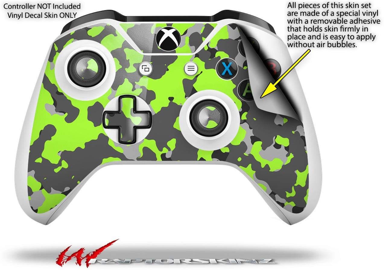 WraptorSkinz Decal Vinyl Skin Wrap Compatible with Xbox One S/X Controller - WraptorCamo Old School Camouflage Camo Lime Green (Controller NOT Included)