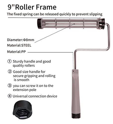 VOOMEY 17 Piece Paint Roller Kit - Paint Rollers 9"4", Paint Roller Frame,Paint Trays, Microfiber Roller Cover, Paint Kit for House Painting,Paint Brushes for Painting Walls
