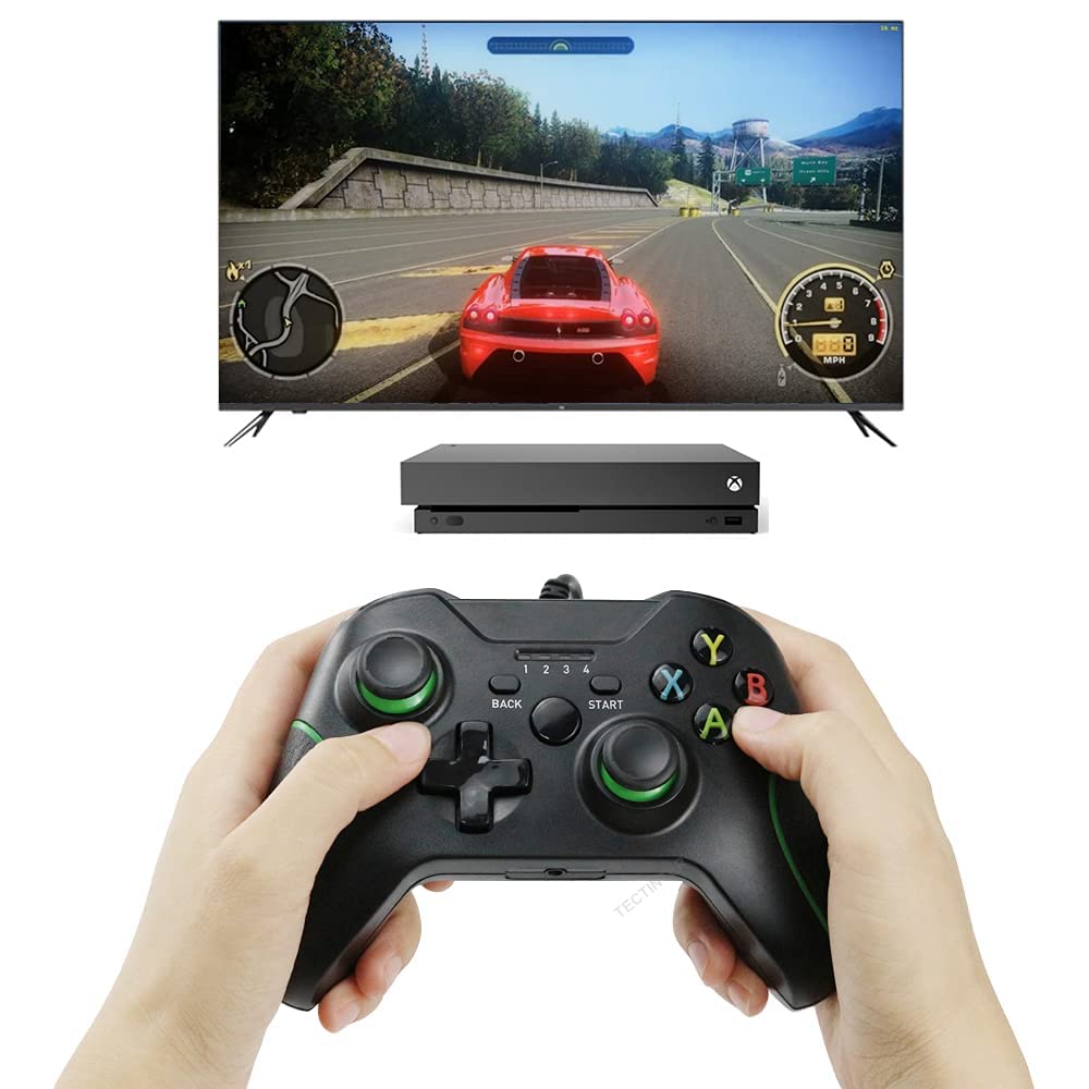 TECTINTER USB Wired Game Controller Compatible with Xbox One/Slim Gamepad Joystick Joypad for Microsoft Xbox One/X/S/Elite for PC Windows 11/10/8/7 (Black)
