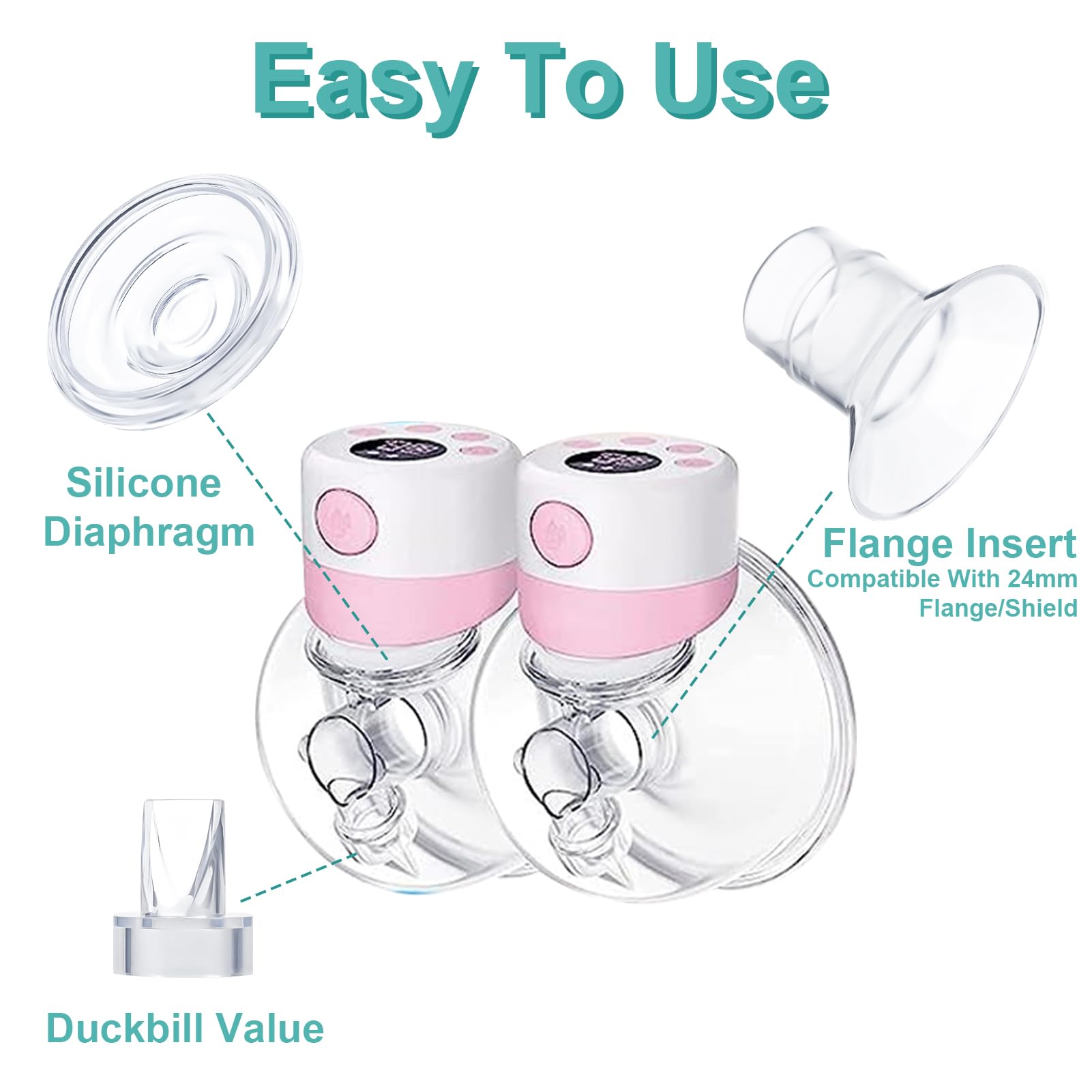 XLSXEXCL 10 PCS Flange Inserts 13/15/17/19/21mm Compatible with S12 Pro/S9 Pro/S12/S9 Breast Pump, Including Duckbill Valve & Silicone Diaphragm