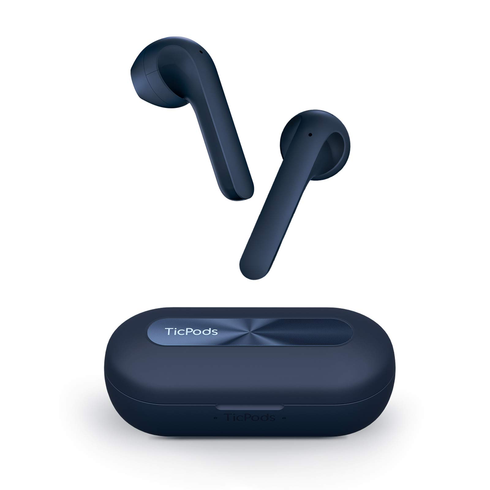 TicPods 2 Pro Plus True Wireless Earbuds Independent Connection Bluetooth 5.0 with Dual-Mic Semi-in-Ear Design Voice Assistant Head Gesture Touch Controls IPX4 Waterproof 20H Battery, Navy