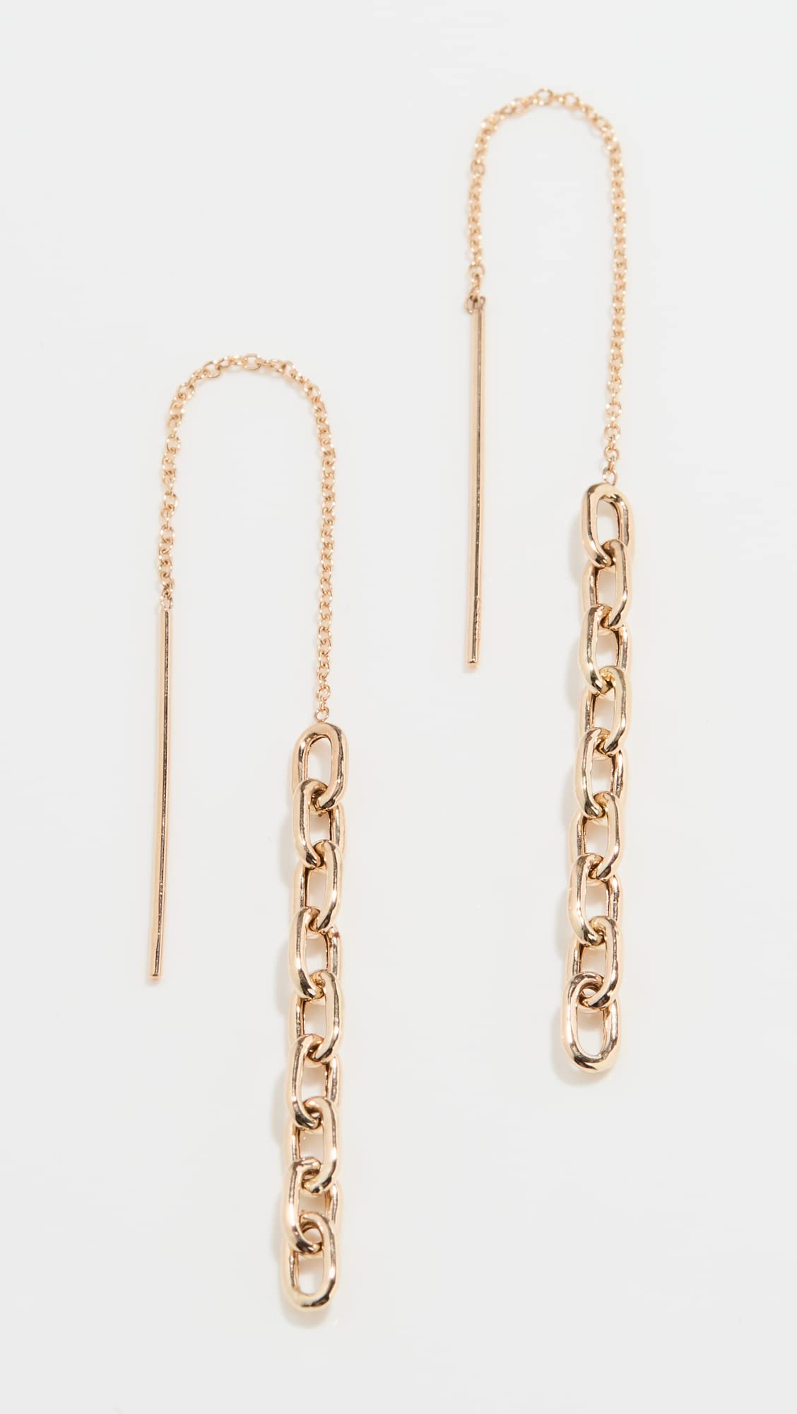 Zoe Chicco Women's 14k Medium Square Oval Link Chain Drop Threaders, Yellow Gold, One Size