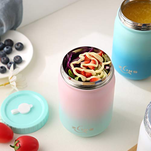 ZLINS Insulated Cup with Straw and Lid with Ice Cube Tray, Iced Coffee Drinking Mug, Reusable Stainless Steel Travel Tumbler, Double Wall Vacuum for Smoothie 14 OZ(Blue/Pink Set)