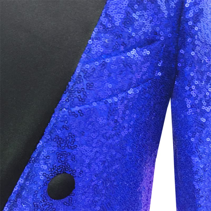 WAIDFU Mens Slim Fit Tailcoat Sequin Tuxedo Swallowtail Shiny Suit Jacket Wedding Party Show Tux Dress Black