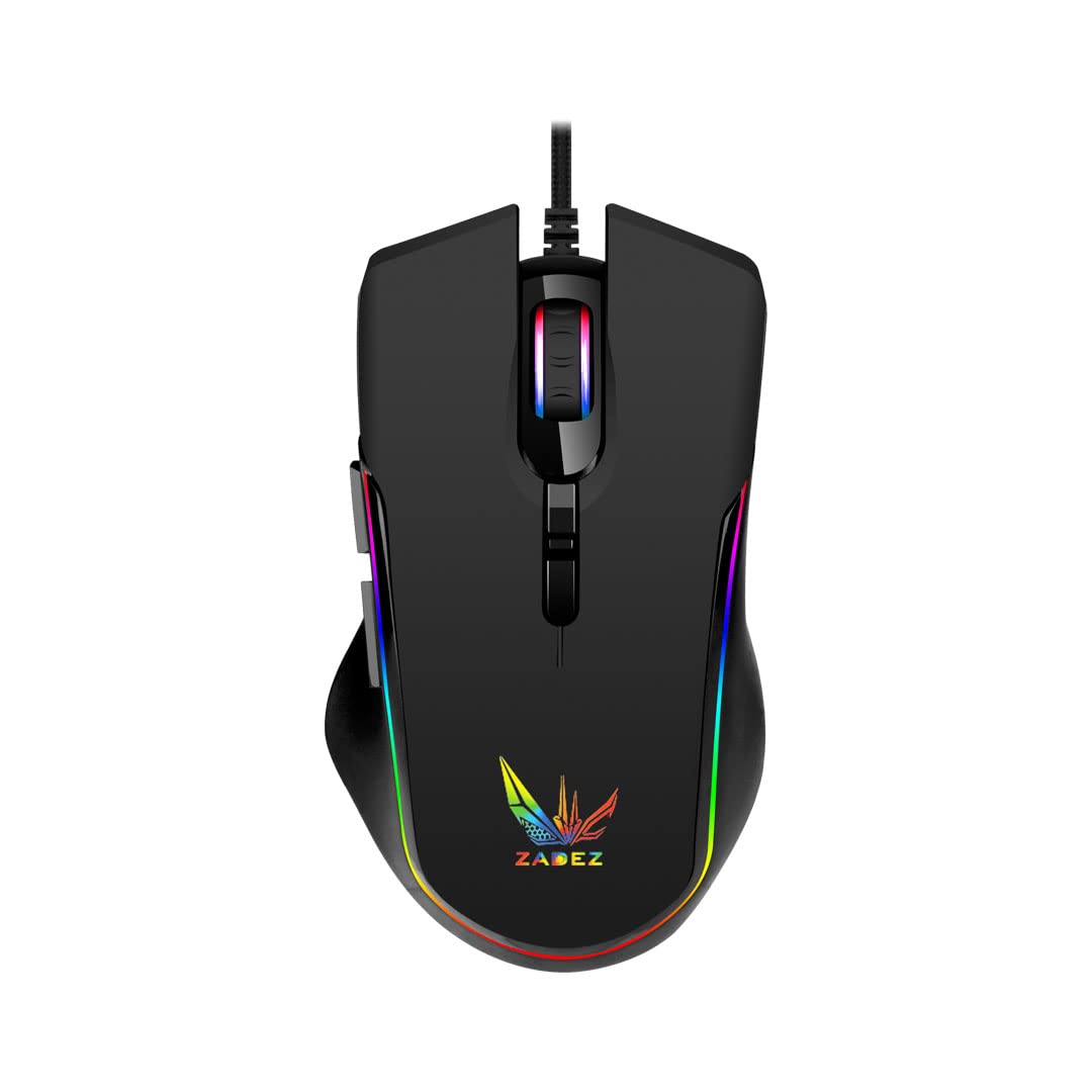 ZADEZ Gaming Mouse G-156M Wired Gaming Mouse for Gamer - Silicone Rubber on Both Sides - 11 Modes of Lighting Effects - Durability of Buttons up to 20 Million clicks - 7200 DPI for PC Laptop